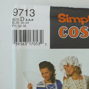 Vintage Simplicity 9713 Costume Sewing Pattern UNCUT Pilgrim Colonial ...