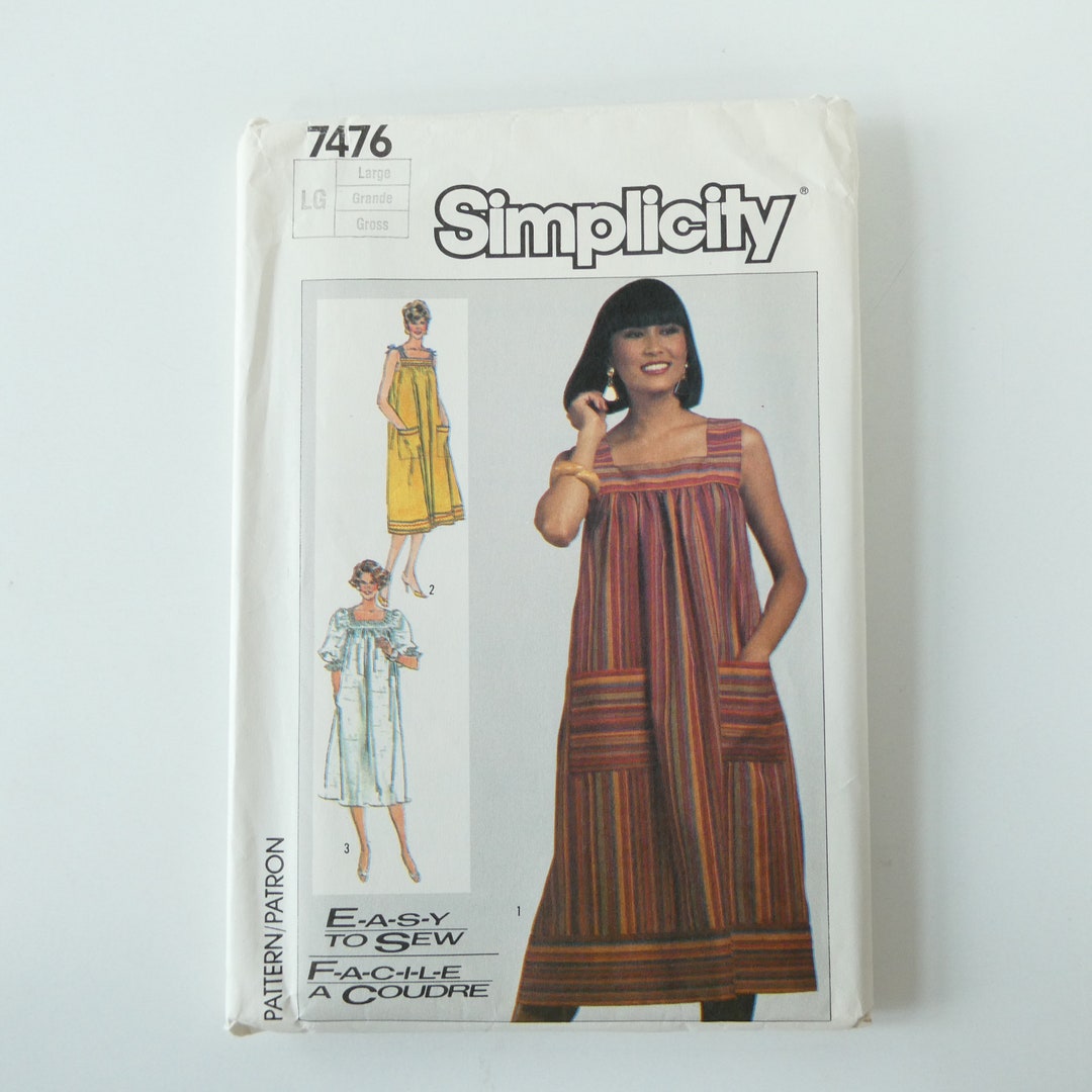 Vintage 1980s Simplicity 7476 Sewing Pattern UNCUT Sundress With Strap ...