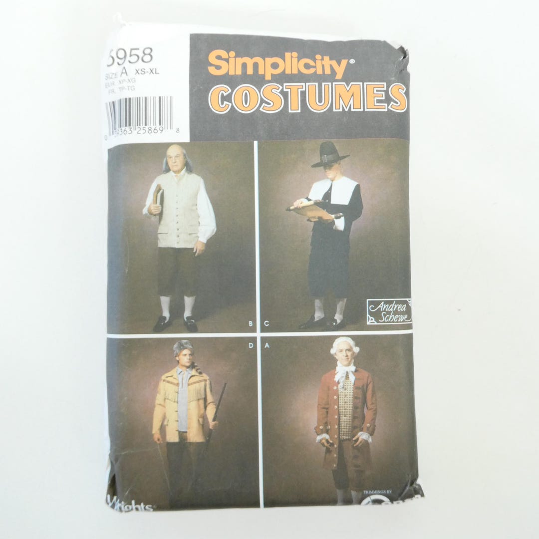 Simplicity 5958 Sewing Pattern UNCUT Men's Teen Boy Costume Pilgrim ...