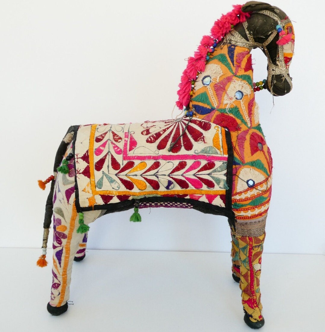Huge Rajasthani VTG Handcrafted Patchwork Horse 23in India Embroidery ...