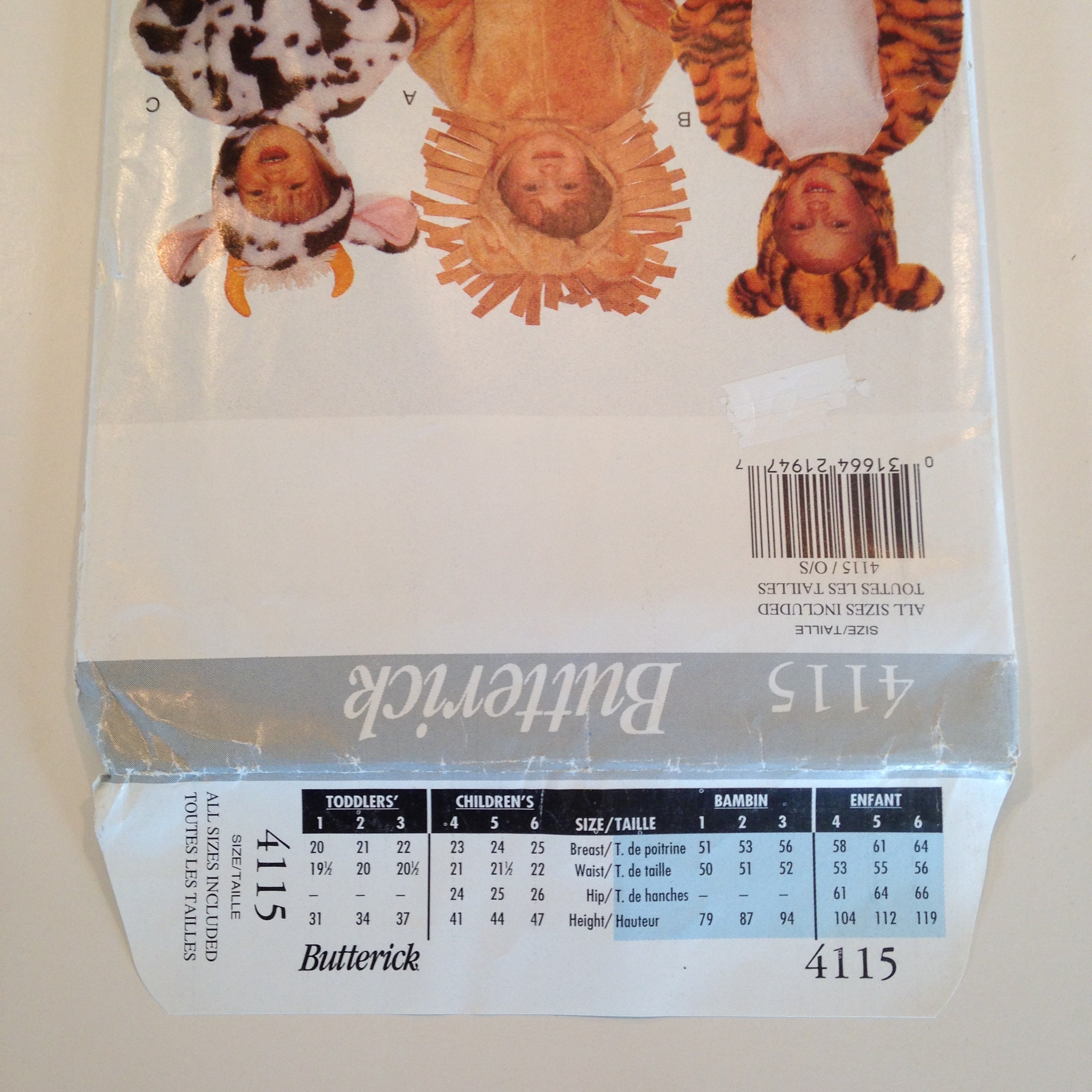 Vintage Butterick 4115 Sewing Pattern UNCUT Lion Tiger Cow - Etsy