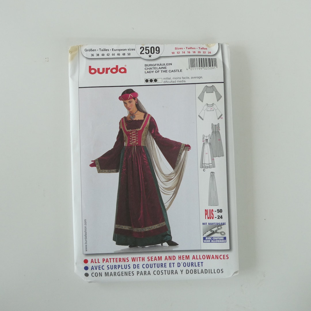 Burda 2509 Sewing Pattern UNCUT Lady of the Castle Medieval Costume ...