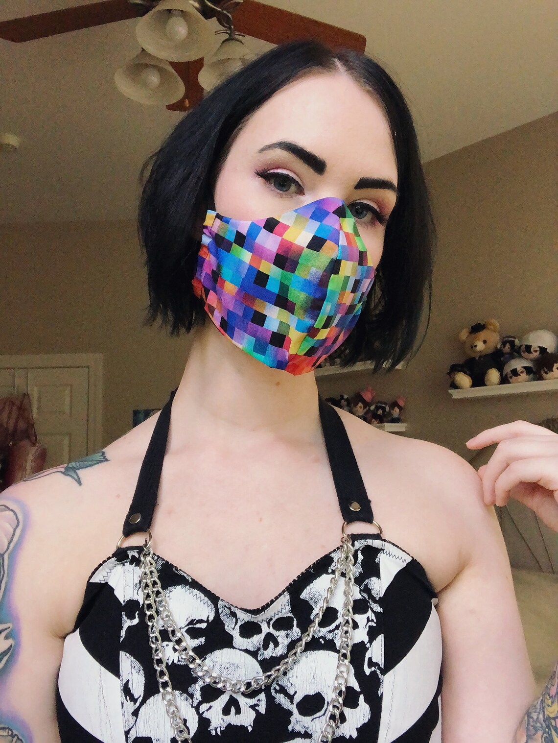 Pixelated Glitch Vaporwave Aesthetic Reusable Mask With Pocket | Etsy