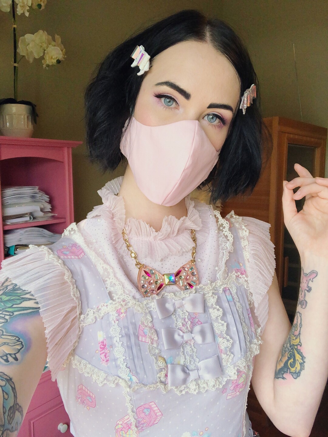 Kawaii Pink Reusable Face Mask With Pocket for Filter Double - Etsy