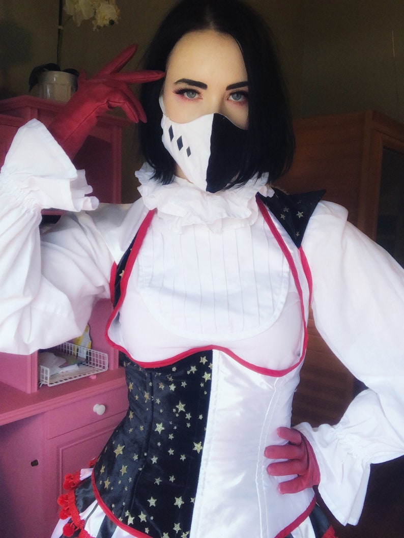Black and White Split Goth Cosplay Mask With Filter Pocket - Etsy