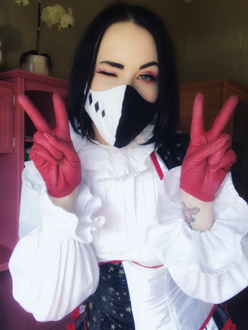 Black and White Split Goth Cosplay Mask With Filter Pocket - Etsy