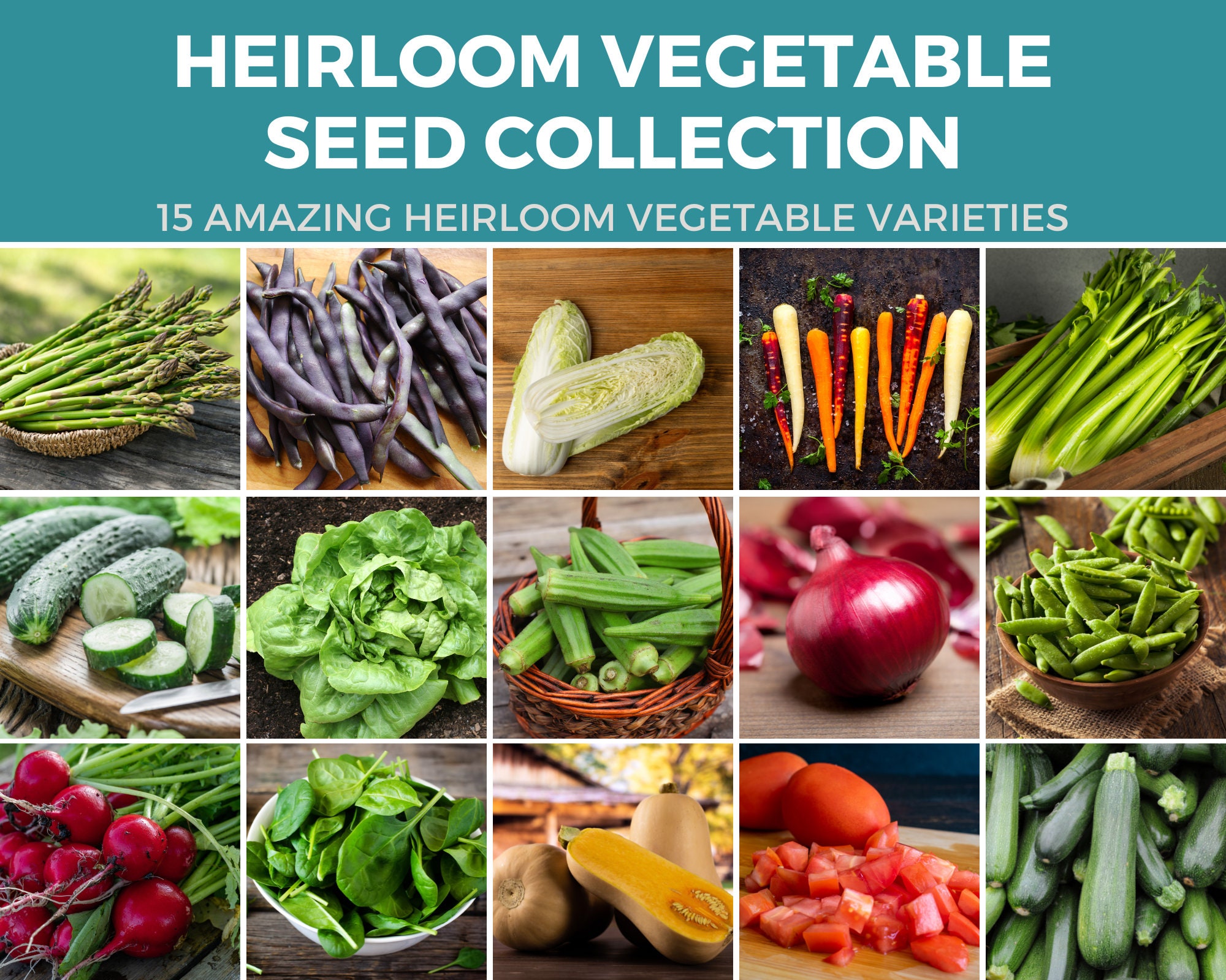 Heirloom Vegetable Seed Collection – 15 Essential Varieties, Classic ...
