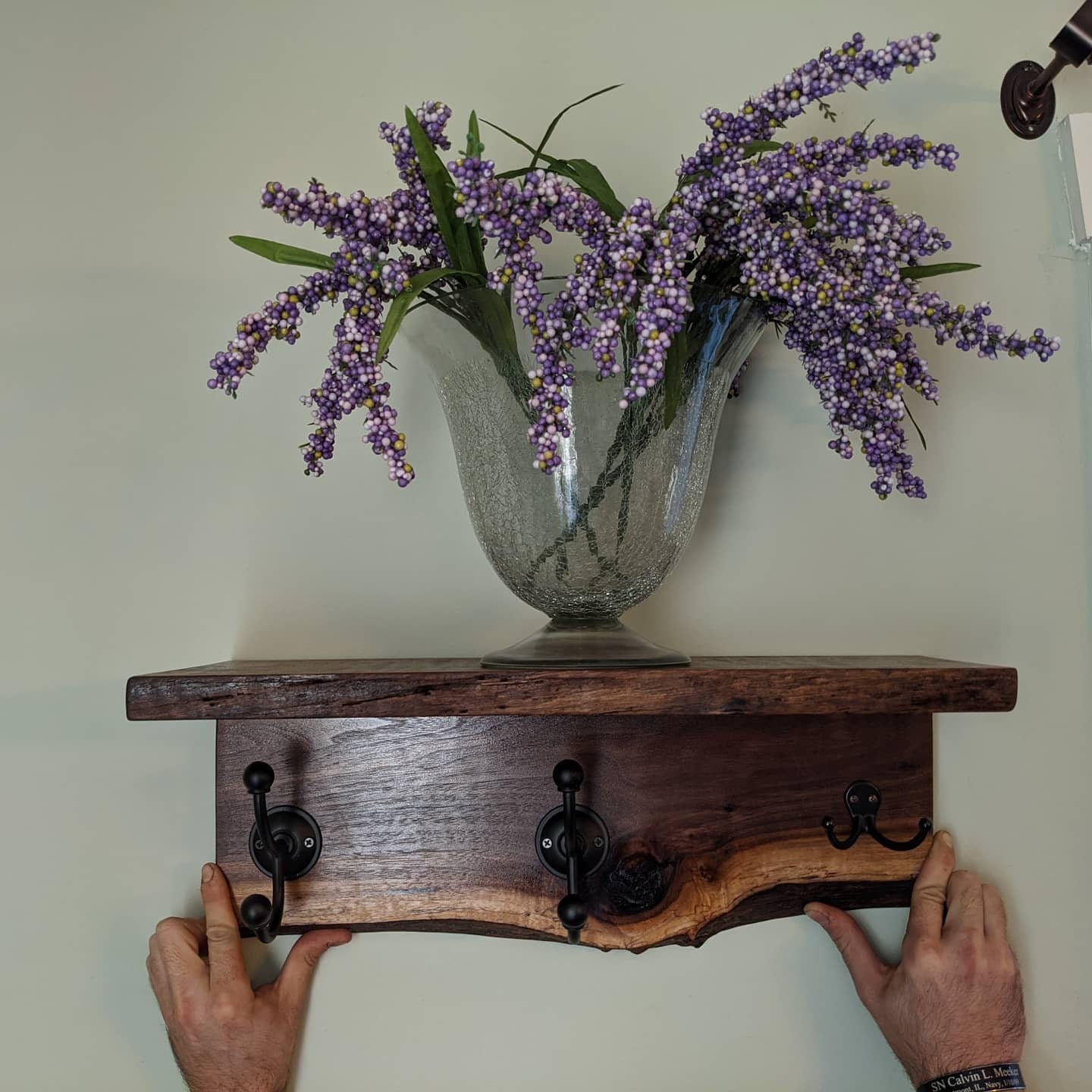 Black Walnut Live Edge Coat Rack With Shelf - Etsy