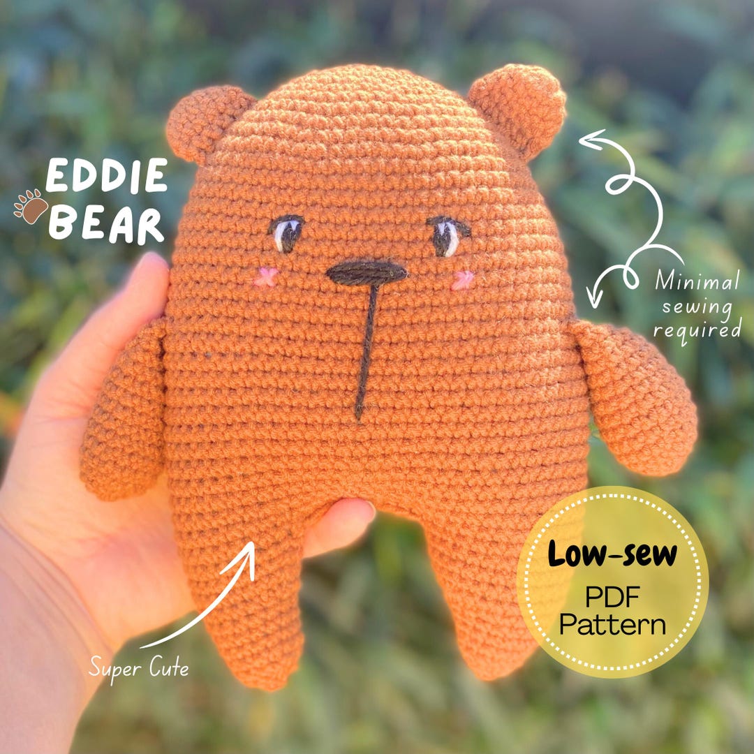Crochet Teddy Bear Amigurumi Pattern: Minimum Sew, Digital Download - Etsy