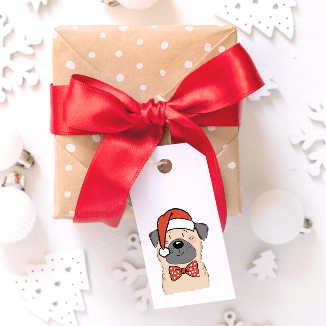Cute Printable Gift Tags Pug Dog Printable Christmas Labels Christmas ...