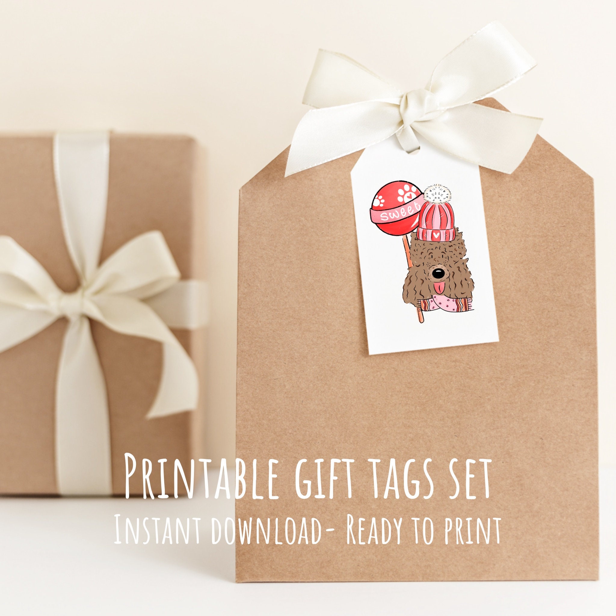 Happy Valentine Printable Gift Tags Print Labels Dogs Valentine's Day ...