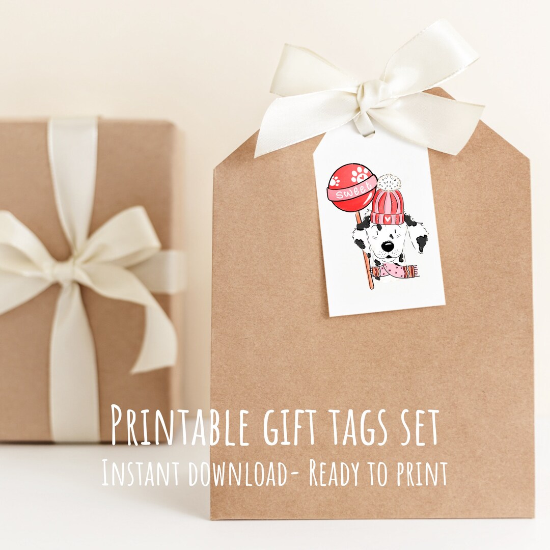 Happy Valentine Printable Gift Tags Cartoon Dog Print Labels Dogs ...
