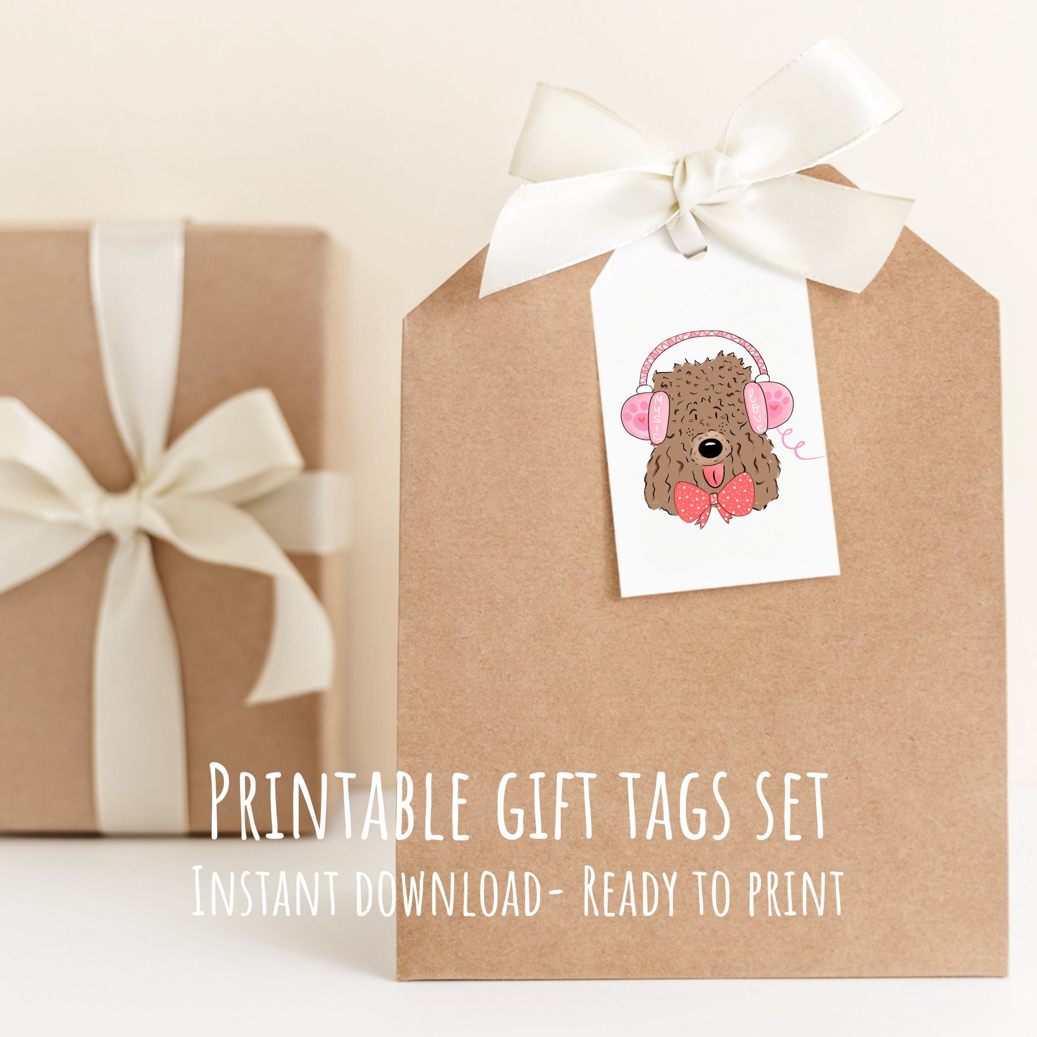 Happy Valentine Printable Gift Tags Print Labels Dogs Valentine's Day ...