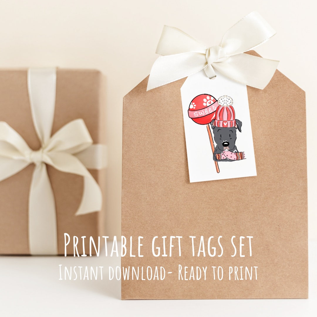 Happy Valentine Printable Gift Tags | Print Labels | Dogs Valentine's ...