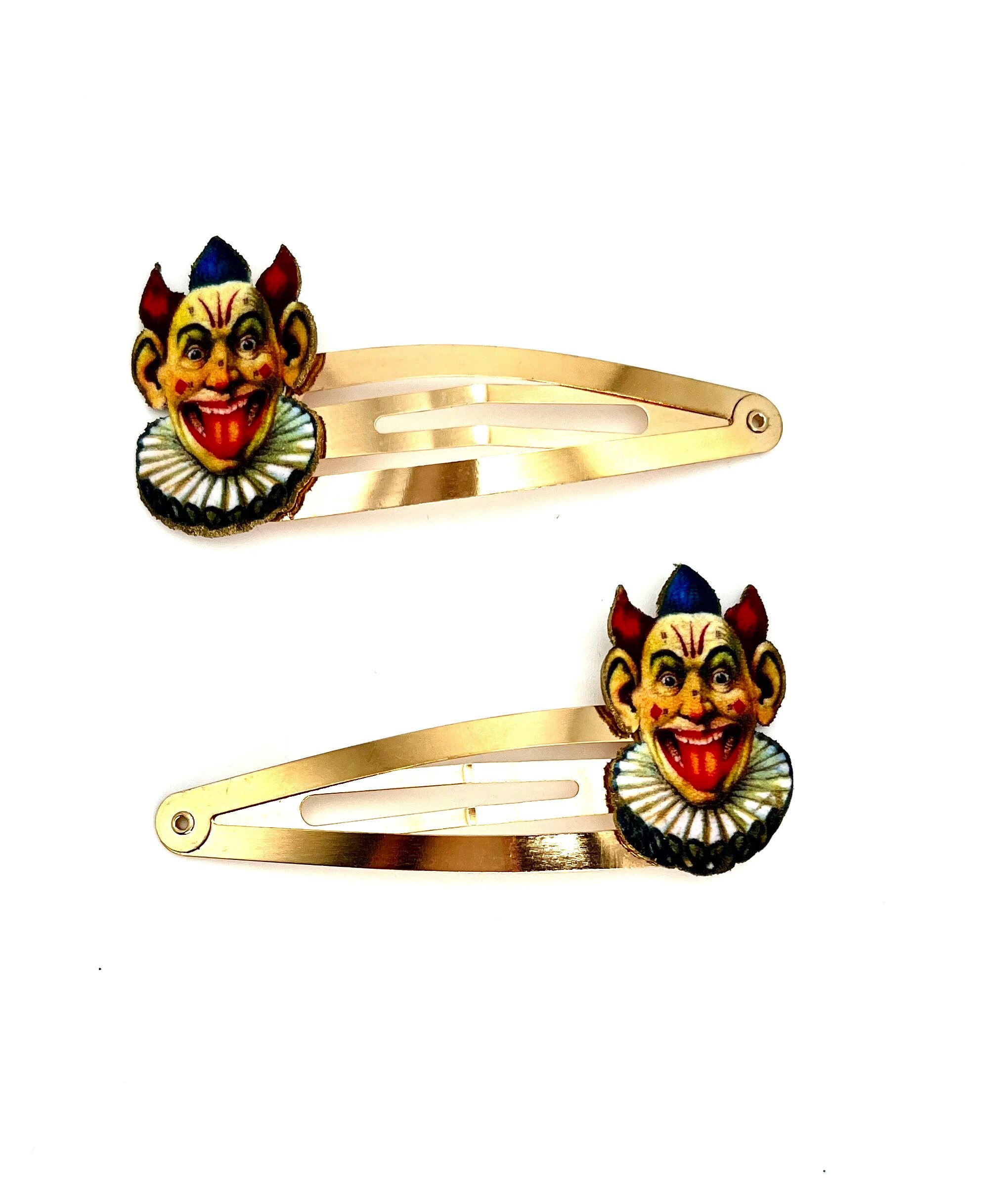 Pair of 3 Inch Creepy Circus Clown Hair Clips - Etsy