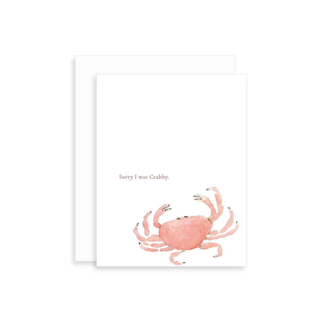 Sorry I Was Crabby Funny Watercolor Greeting Card - Etsy