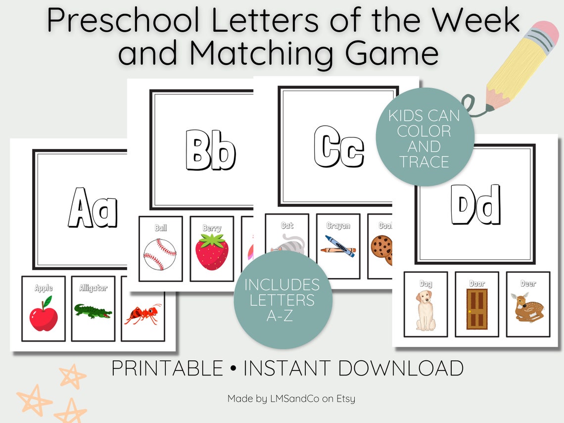 Preschool Letter of the Week, Preschool Matching Game, Visual Preschool ...