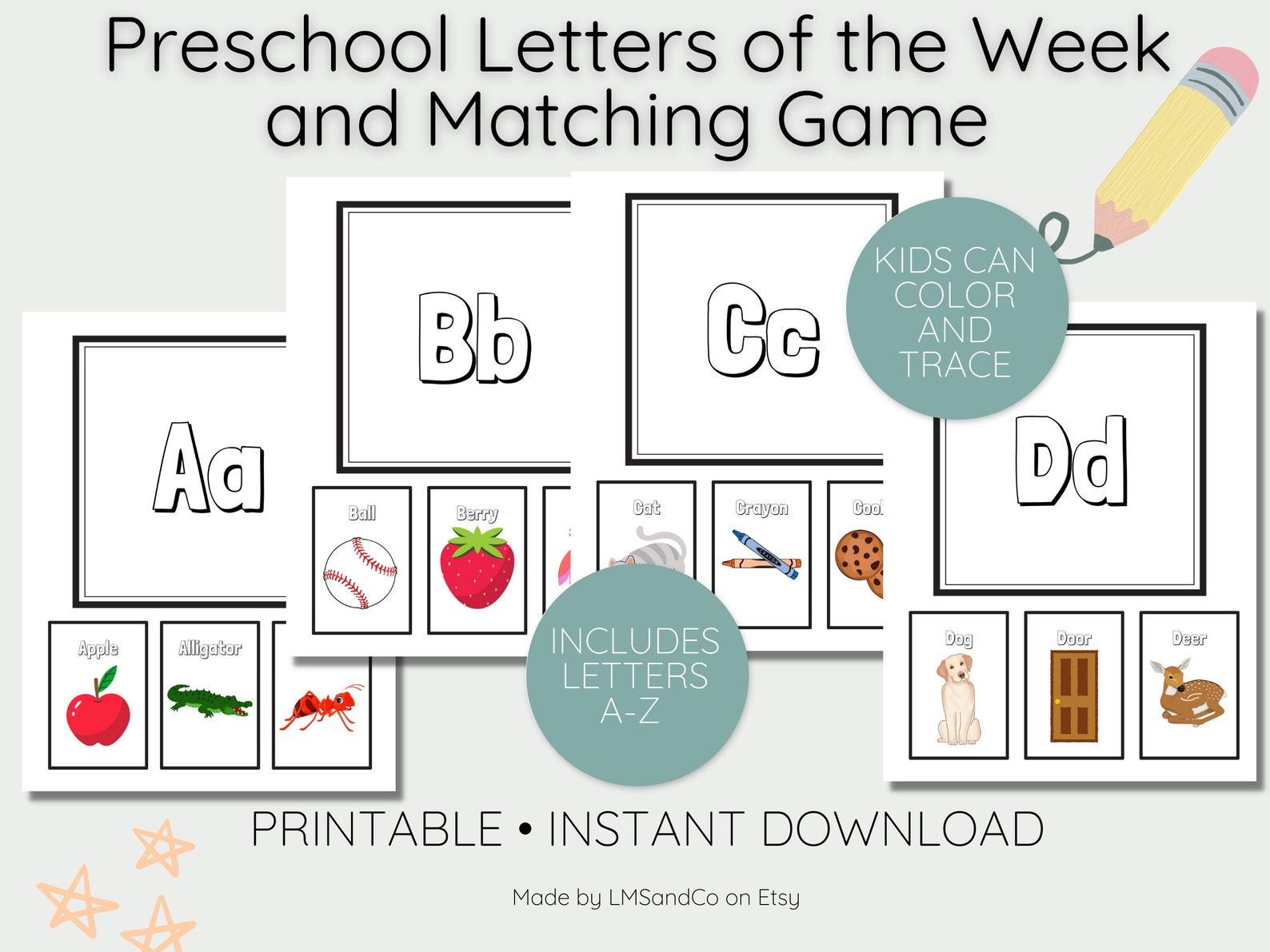 Preschool Letter of the Week, Preschool Matching Game, Visual Preschool ...