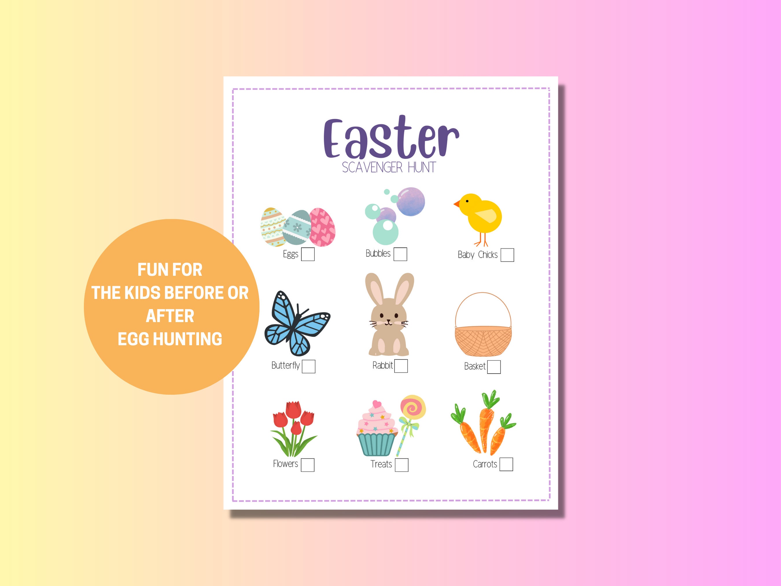 Kids Easter Scavenger Hunt, Easter Word Scramble, Easter Games for Kids ...