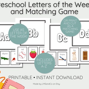 Preschool Letter of the Week, Preschool Matching Game, Visual Preschool ...