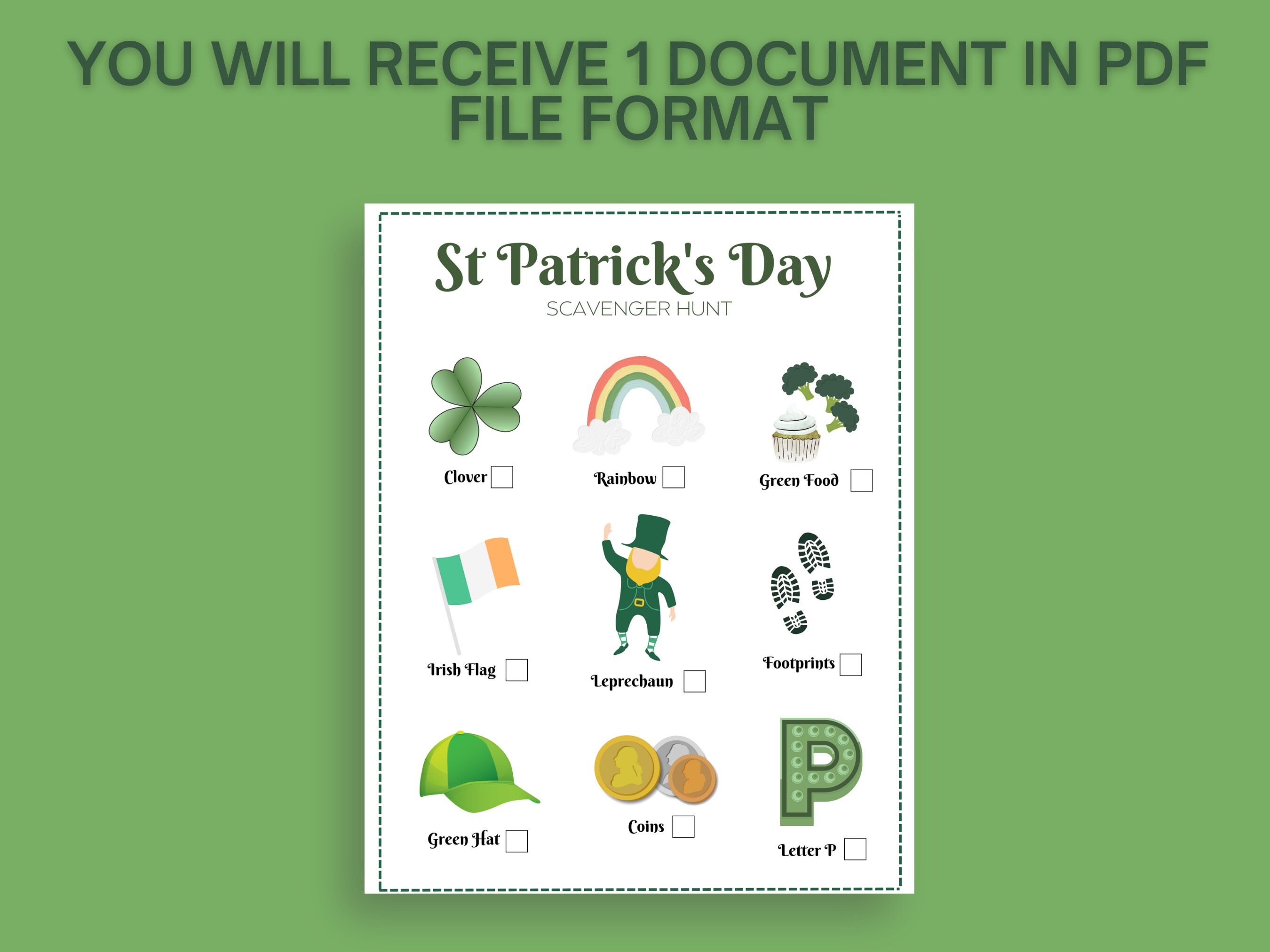 St Patricks Day Scavenger Hunt Printable, Kids St Patricks Day Game ...