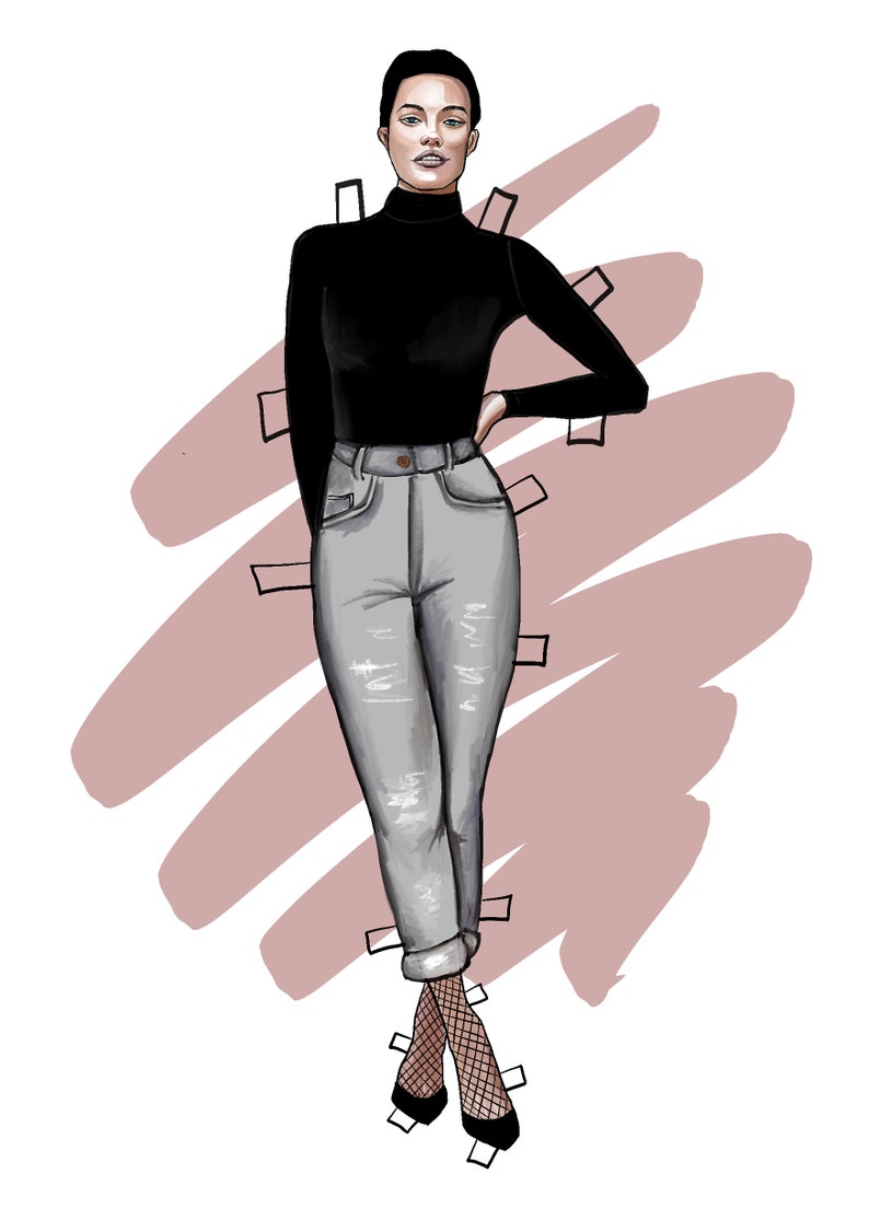 Paper Doll IDA, Printable Colouring Game for Girls, Digital Download - Etsy