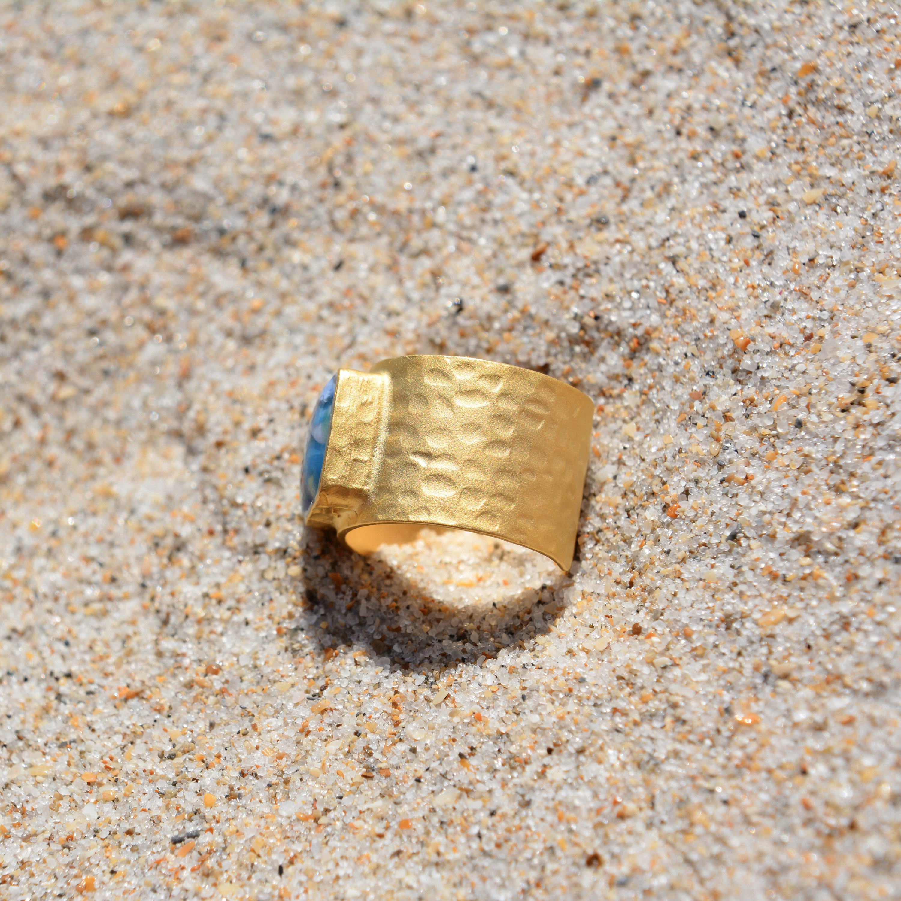 Recycled ocean plastic hammered statement ring eco-friendly | Etsy