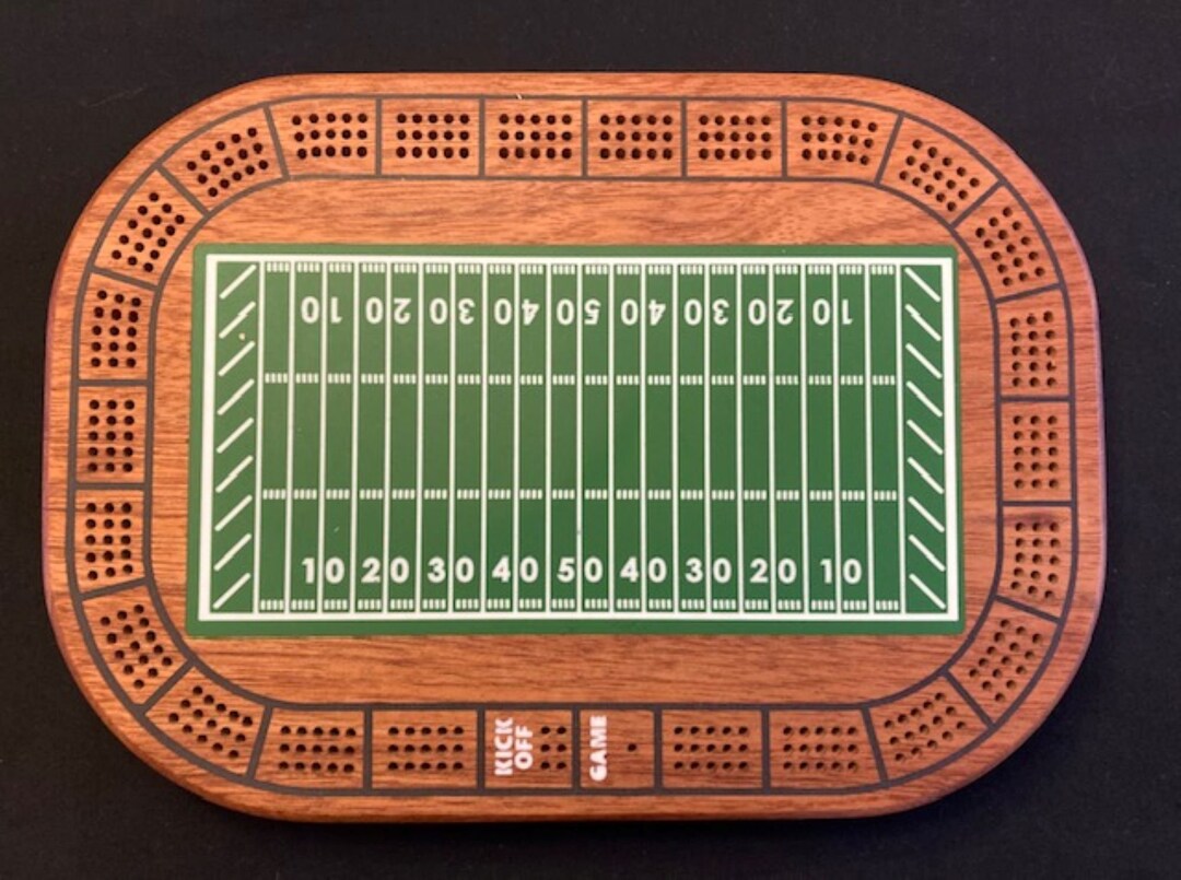 Handcrafted Cribbage Board - 14 X 10 Inches - Football Solid Jatoba ...
