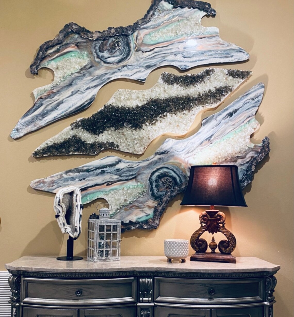 Geode Art Wall Decor Living Room Accents Realistic Geode - Etsy