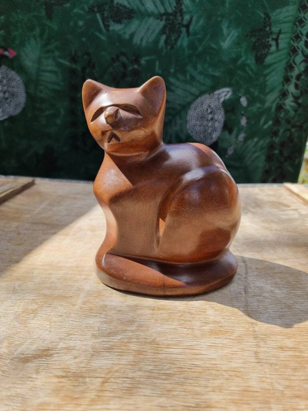 Wood Cat Sculpture, Wooden Cat Figurine, Wooden Cat, Gift for Cat ...