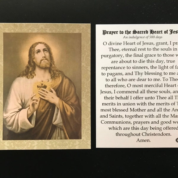 Sacred Heart of Jesus Prayer Card - Etsy