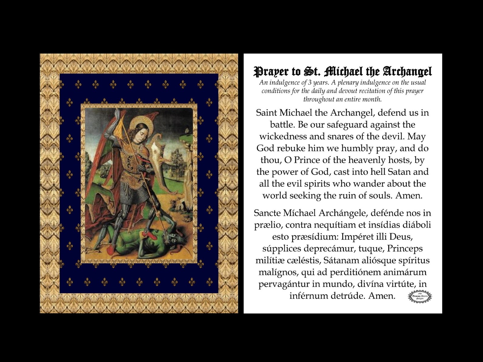 St. Michael the Archangel English and Latin Small Prayer Holy - Etsy