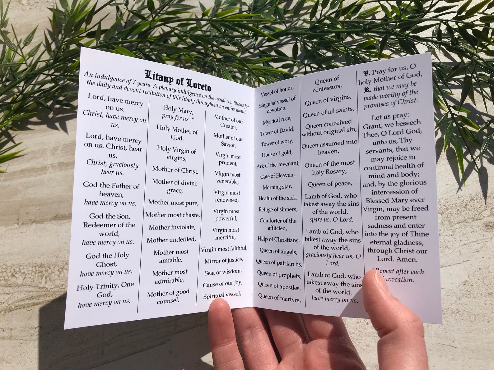 Litany of the Blessed Virgin Mary Loreto English Latin Large Prayer ...