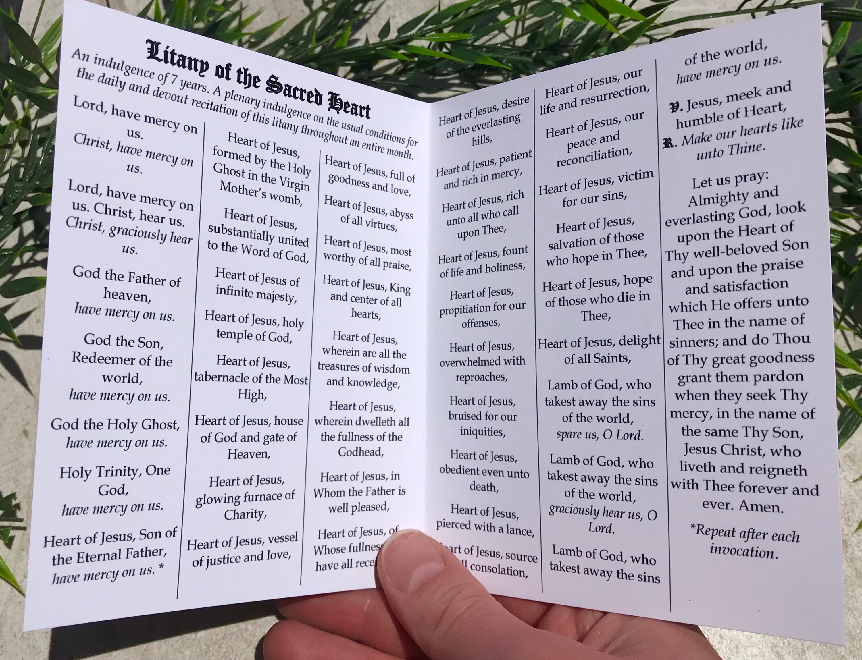 Litany of the Sacred Heart of Jesus English Latin Large Prayer Holy ...