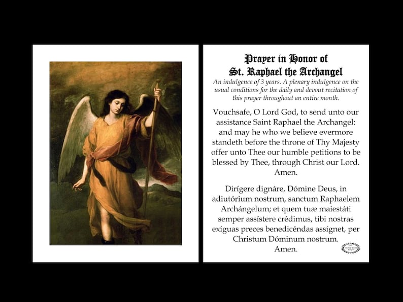 St. Saint Raphael the Archangel Small Prayer Holy Card - Etsy