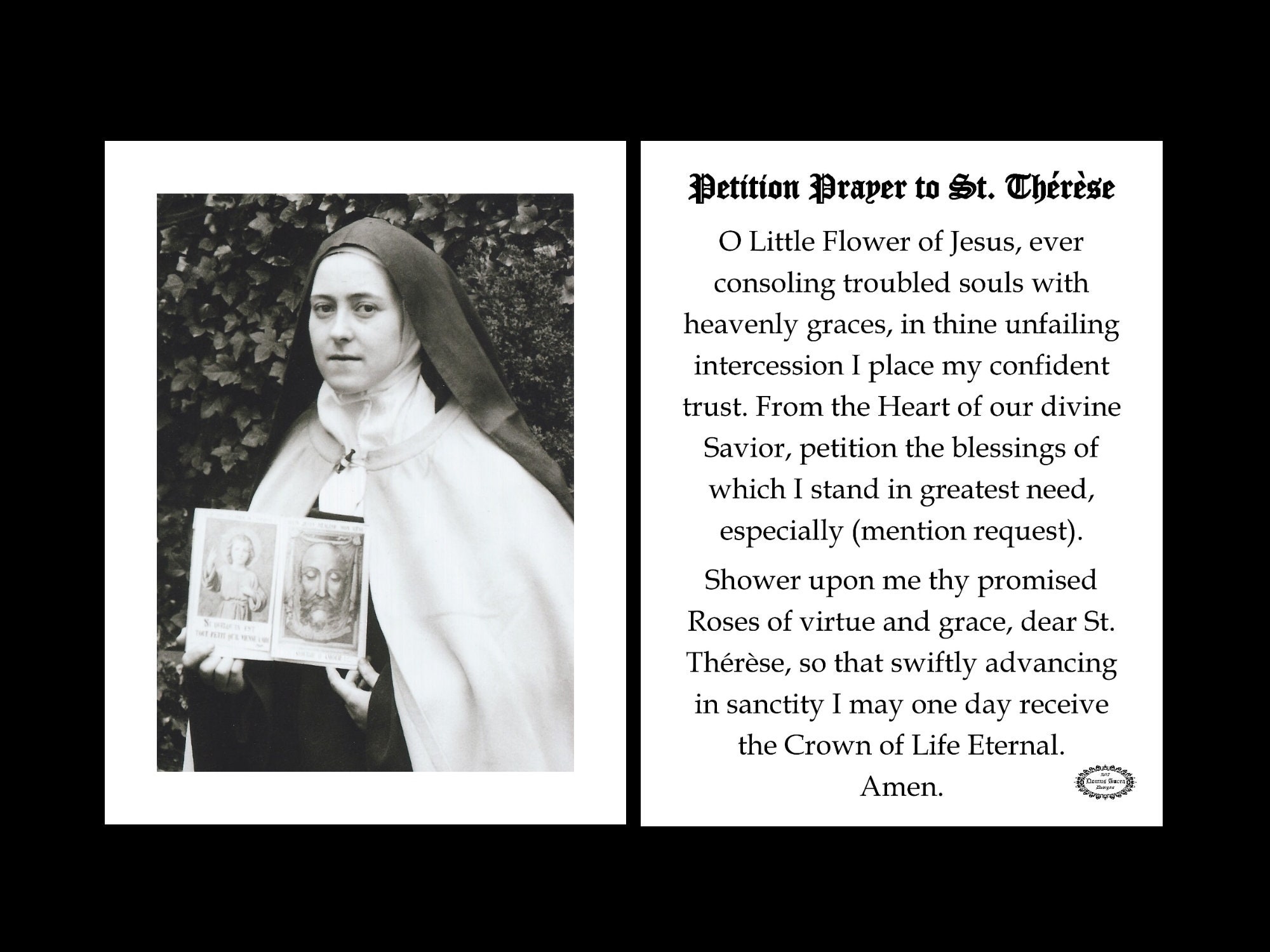St. Therese of Lisieux Small Prayer Holy Card - Etsy