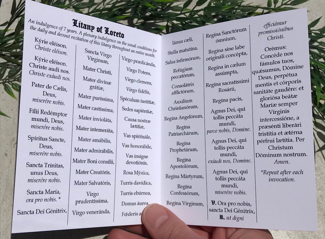 Litany of the Blessed Virgin Mary Loreto English Latin Large Prayer ...