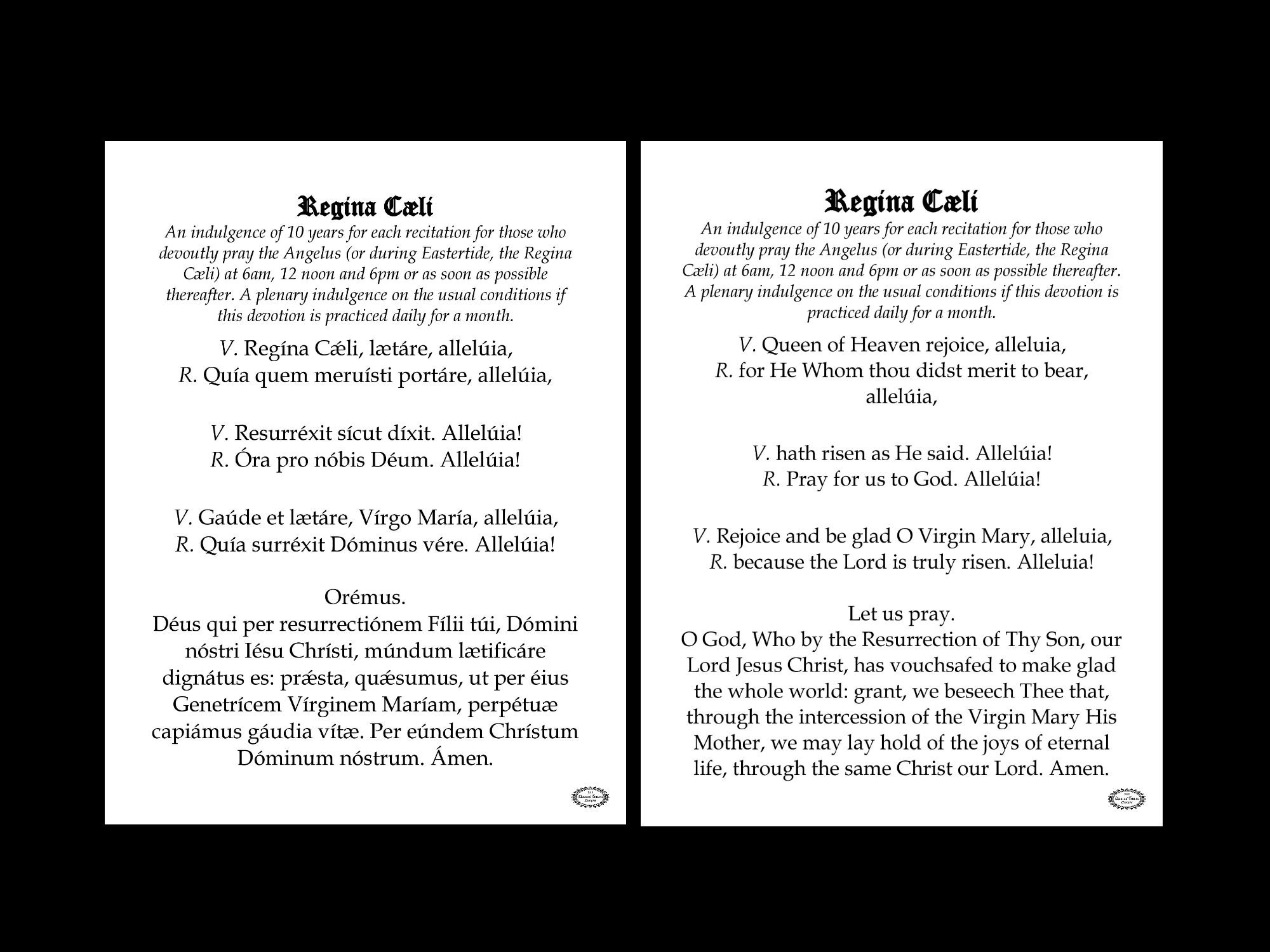 Regina Caeli English or Latin Large Holy Prayer Card - Etsy