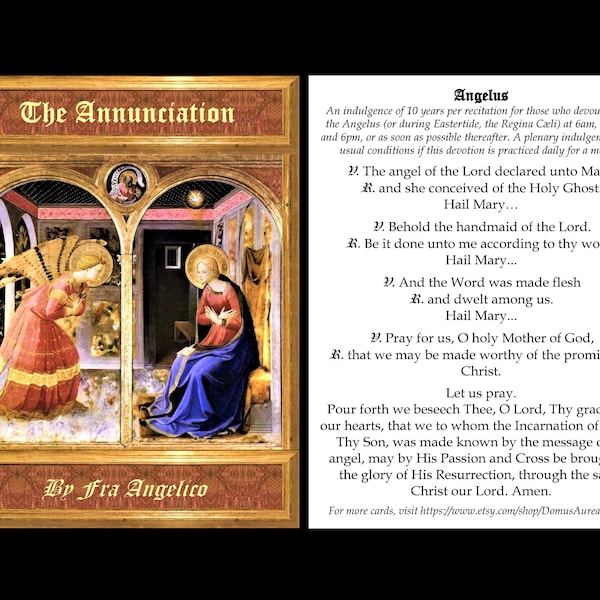 Angelus Prayer Card - Etsy