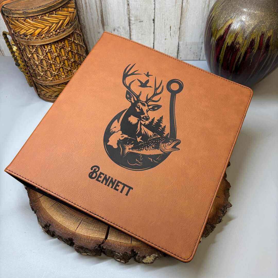 Personalized Leatherette 2" Binder: Engraved Wolf Design, Custom Guest ...