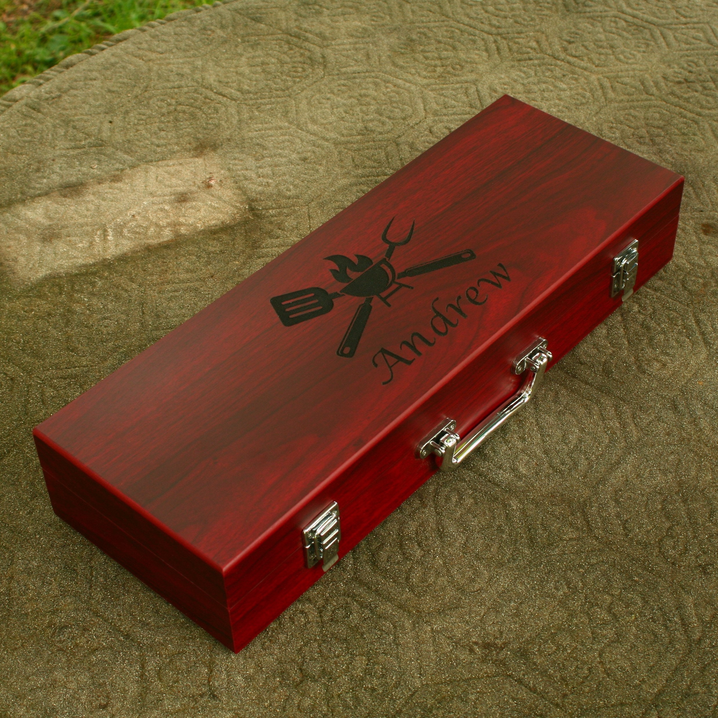 Personalized Grill Set Rosewood BBQ Tailgating Laser - Etsy