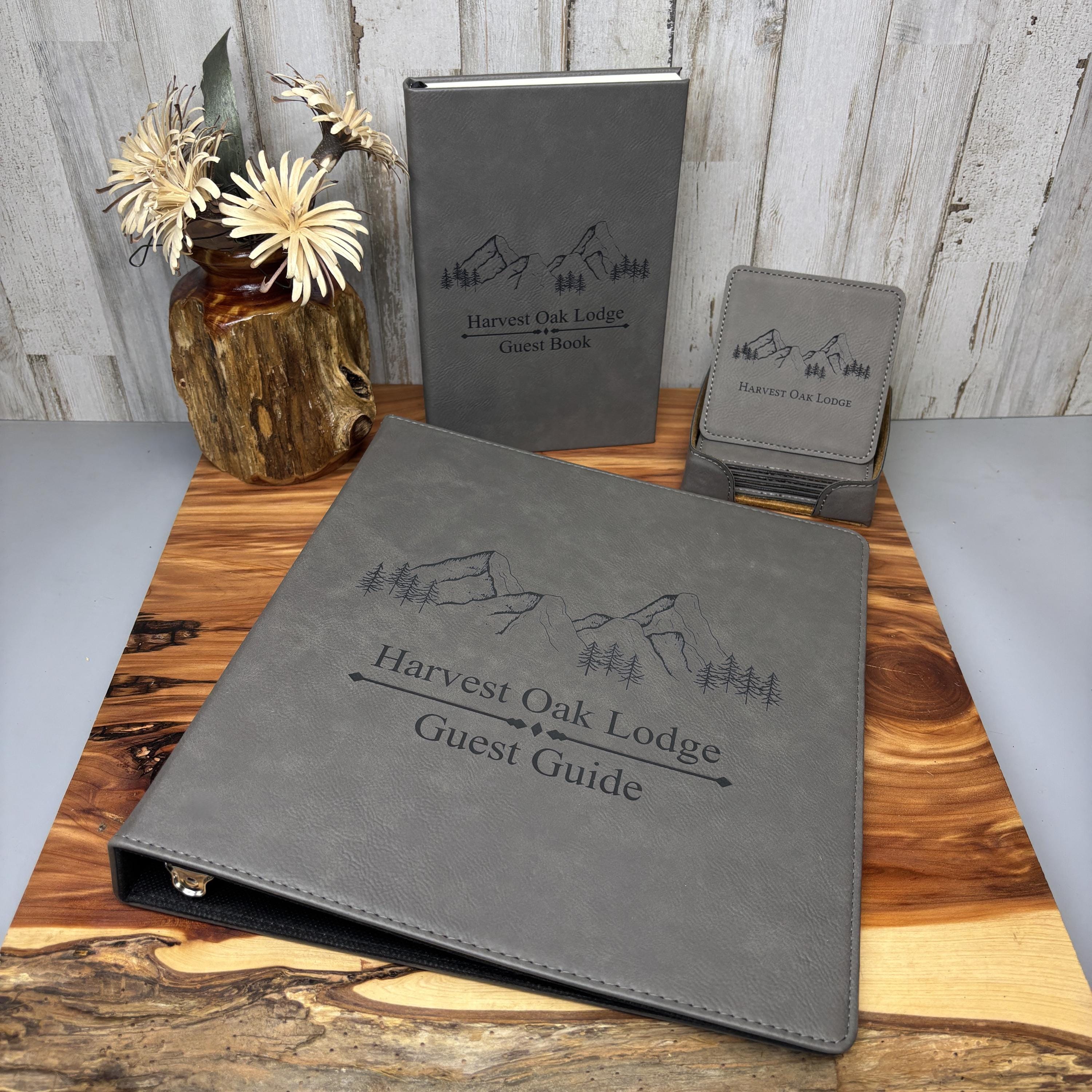 Personalized Laser Engraved Guest Book Set: Leatherette Binder, Journal ...