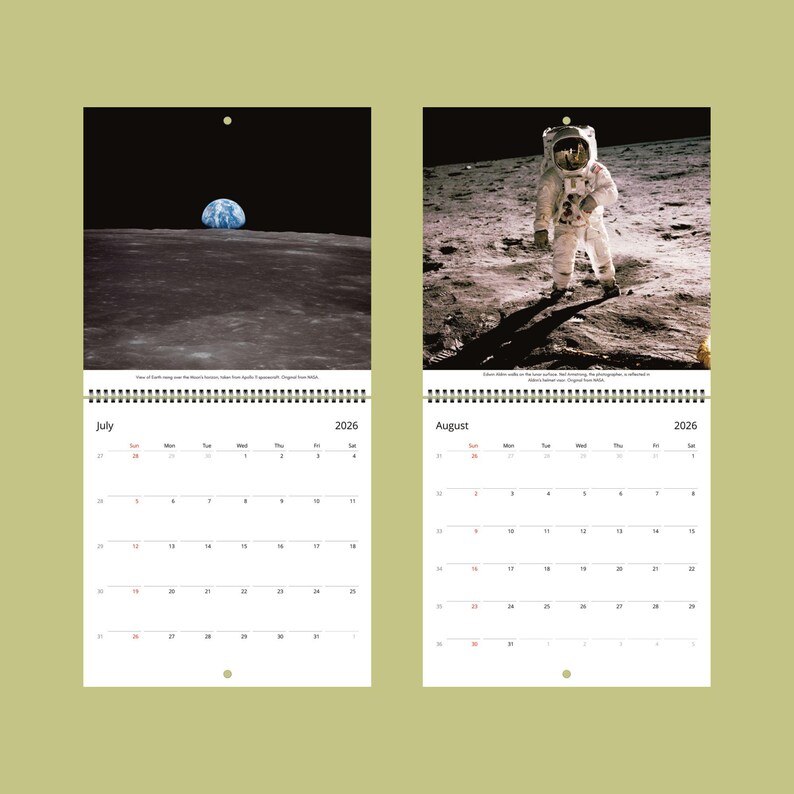NASA Calendar – Apollo Astronaut, Space Exploration, American Flag Moon ...