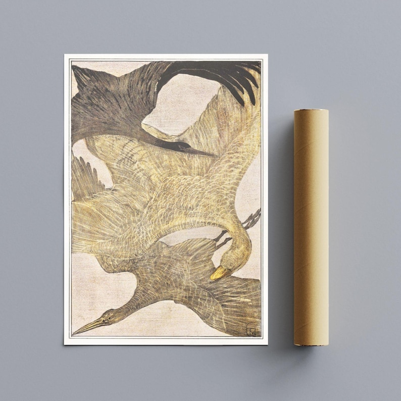 Theo Van Hoytema - Dutch Artist, Three Flying Birds, Smooth Matte Art ...