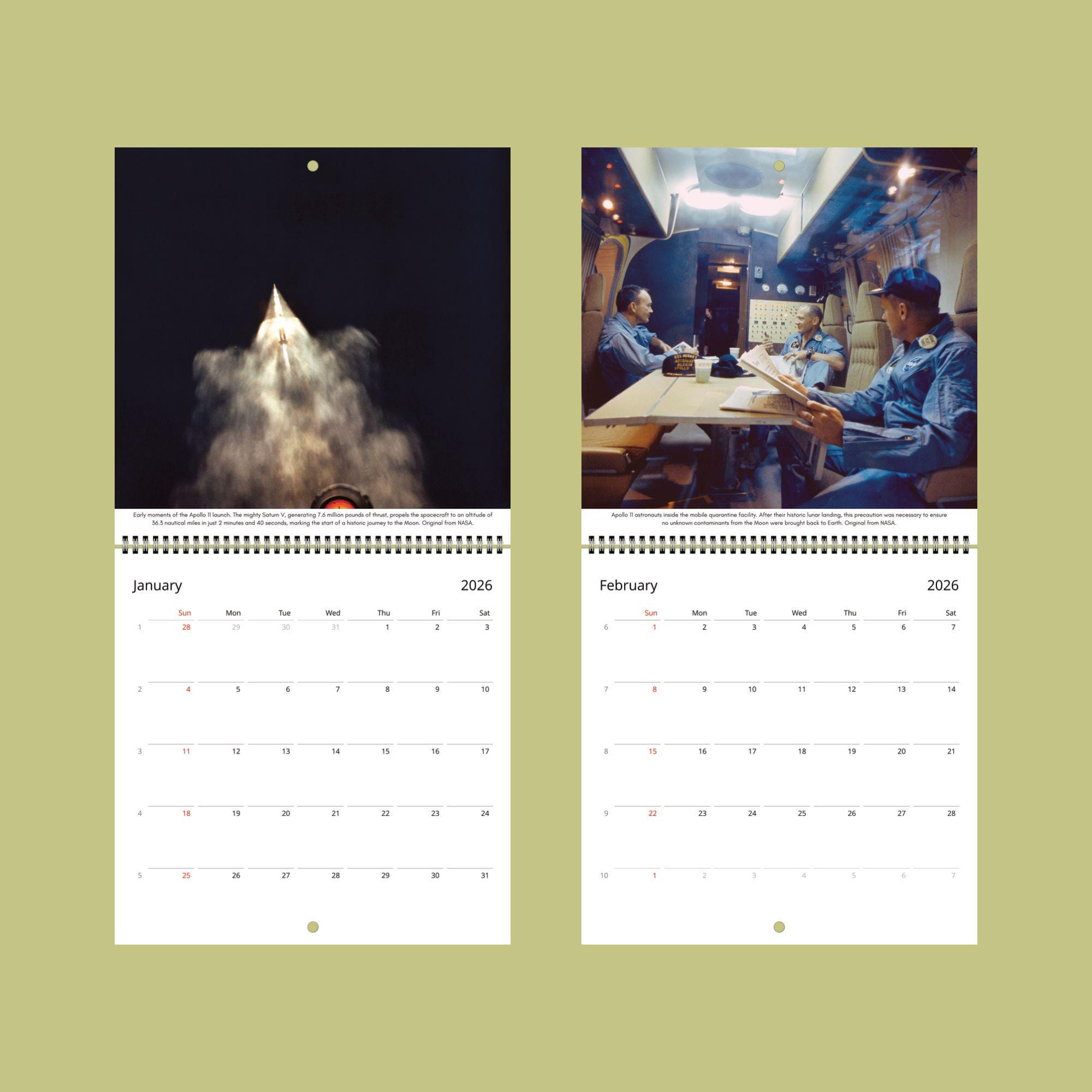 NASA Calendar – Apollo Astronaut, Space Exploration, American Flag Moon ...