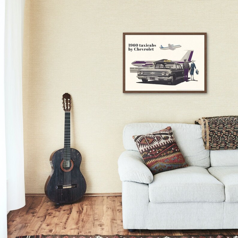Chevy Bel Air - Classic Car Poster, Retro American Car, 1960 Chevrolet ...