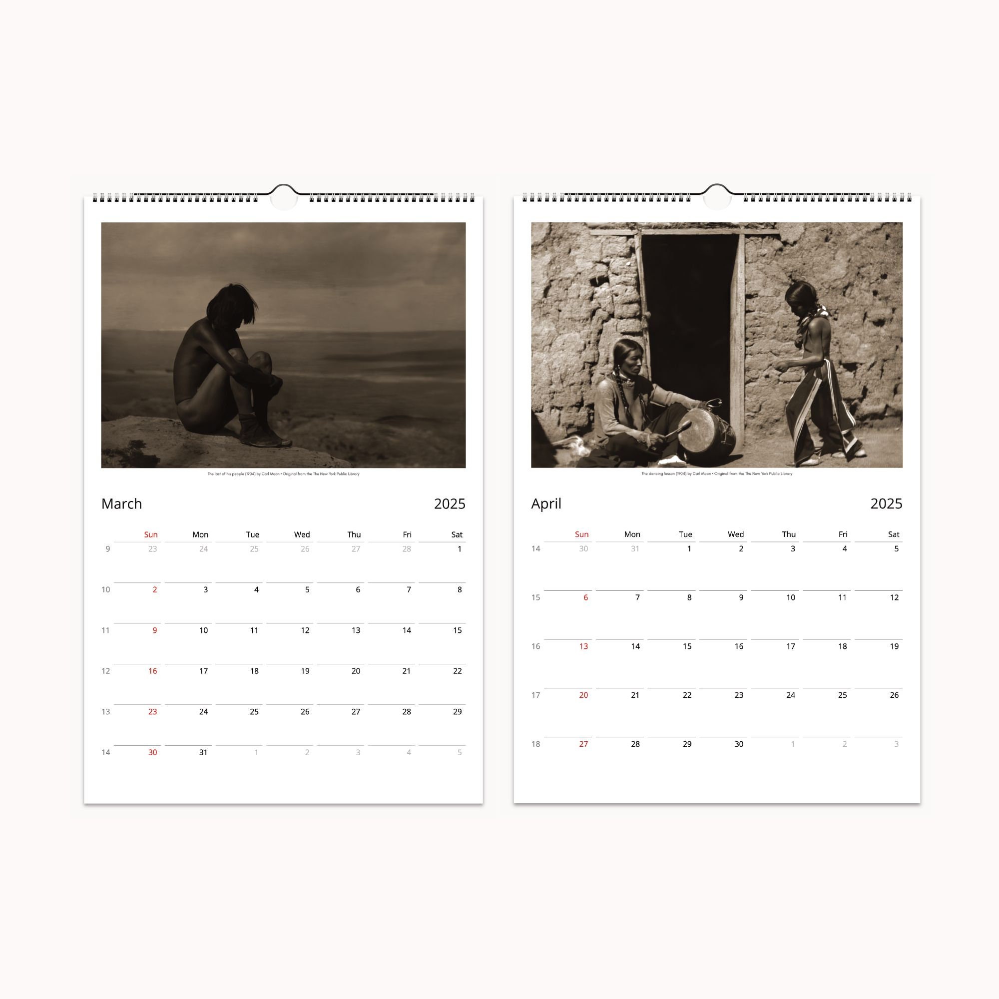 Native American Heritage Calendar Vintage Carl Moon Photography ...