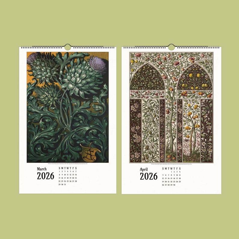 Décoration Murale Wall Calendar – Art Nouveau Artwork , Gift for Friend ...