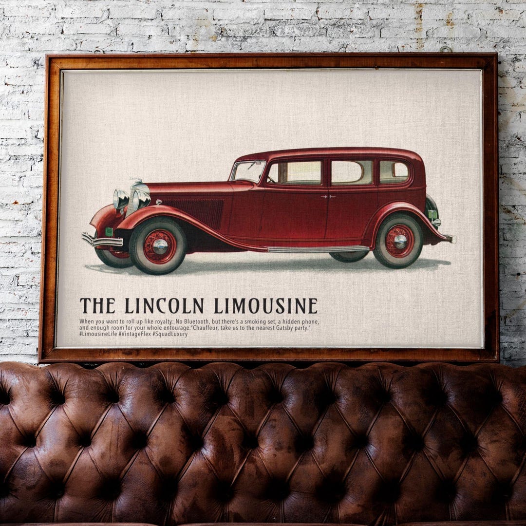 Lincoln Rare Classic Car Poster – the Limousine, Automobile Art, Ford ...
