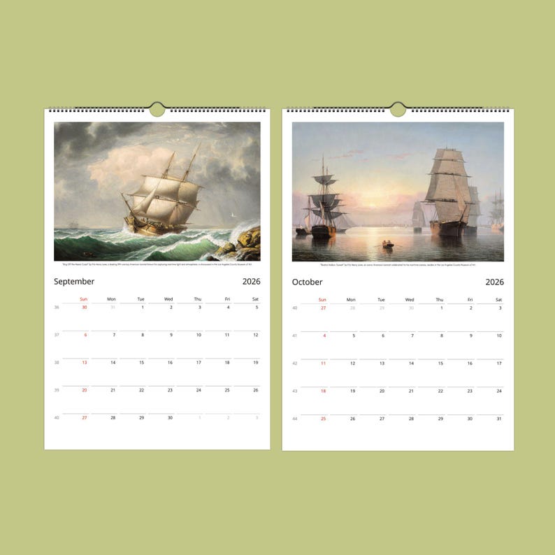 Maritime Calendar – Sailboat Painting, Nautical Decor, Semi-glossy ...